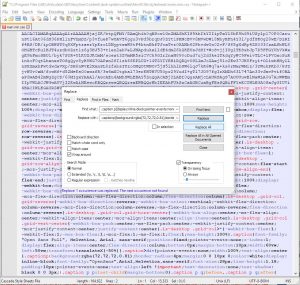 One of the minimized CSS files, modified with Notepad++